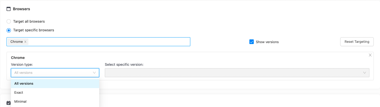 How to properly target Browsers versions?