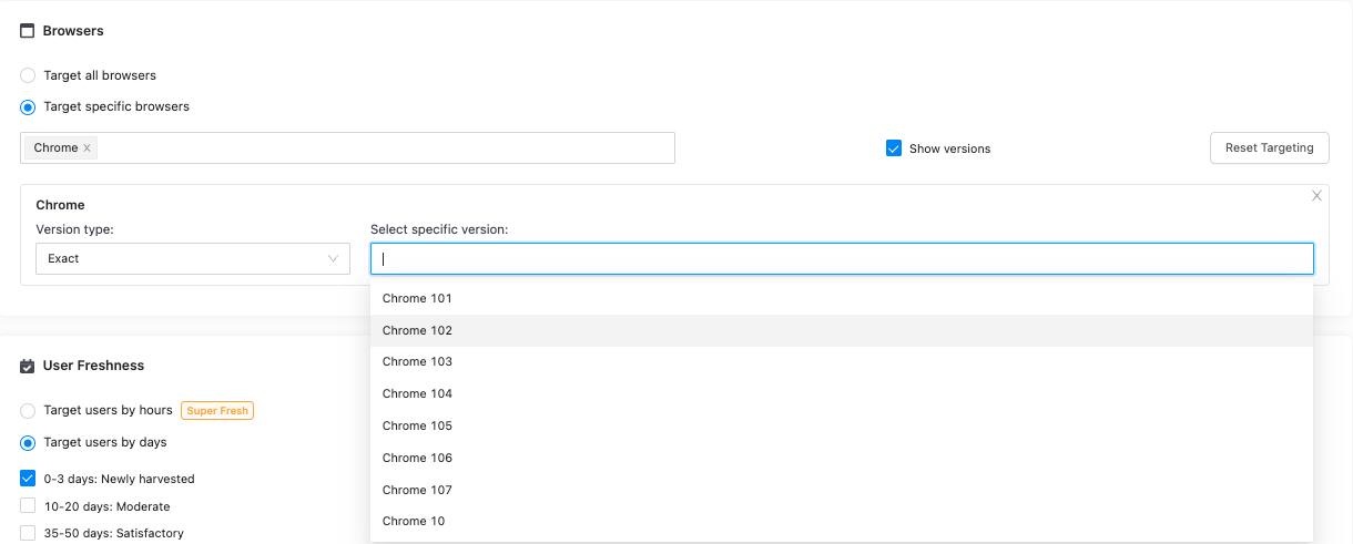 How to properly target Browsers versions?